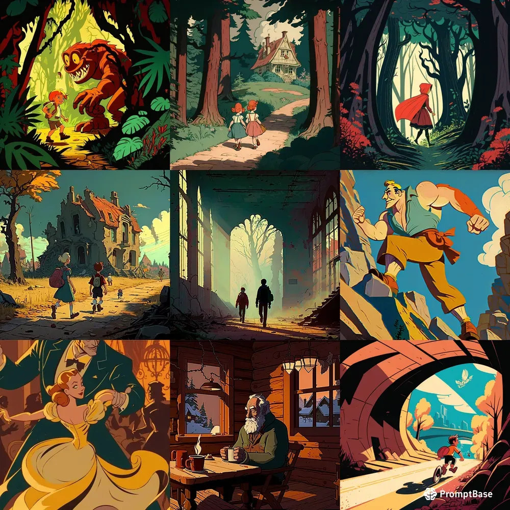 Vintage Disney Illustrations Midjourney Prompt | PromptBase