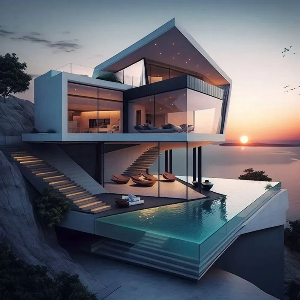 Modern Houses On The Sea Architectures Designs Midjourney Prompt ...