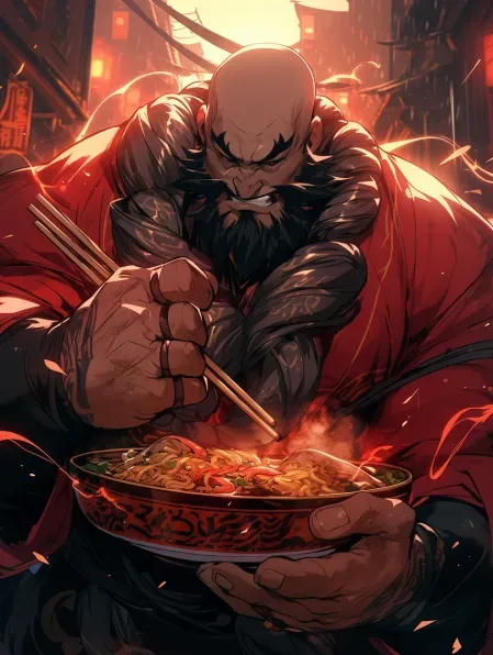 Street Fighter Characters Eating Ramen Midjourney Prompt | PromptBase