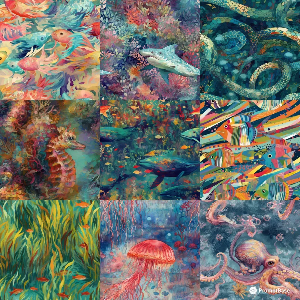 Under The Sea Repeat Patterns Midjourney Prompt | PromptBase