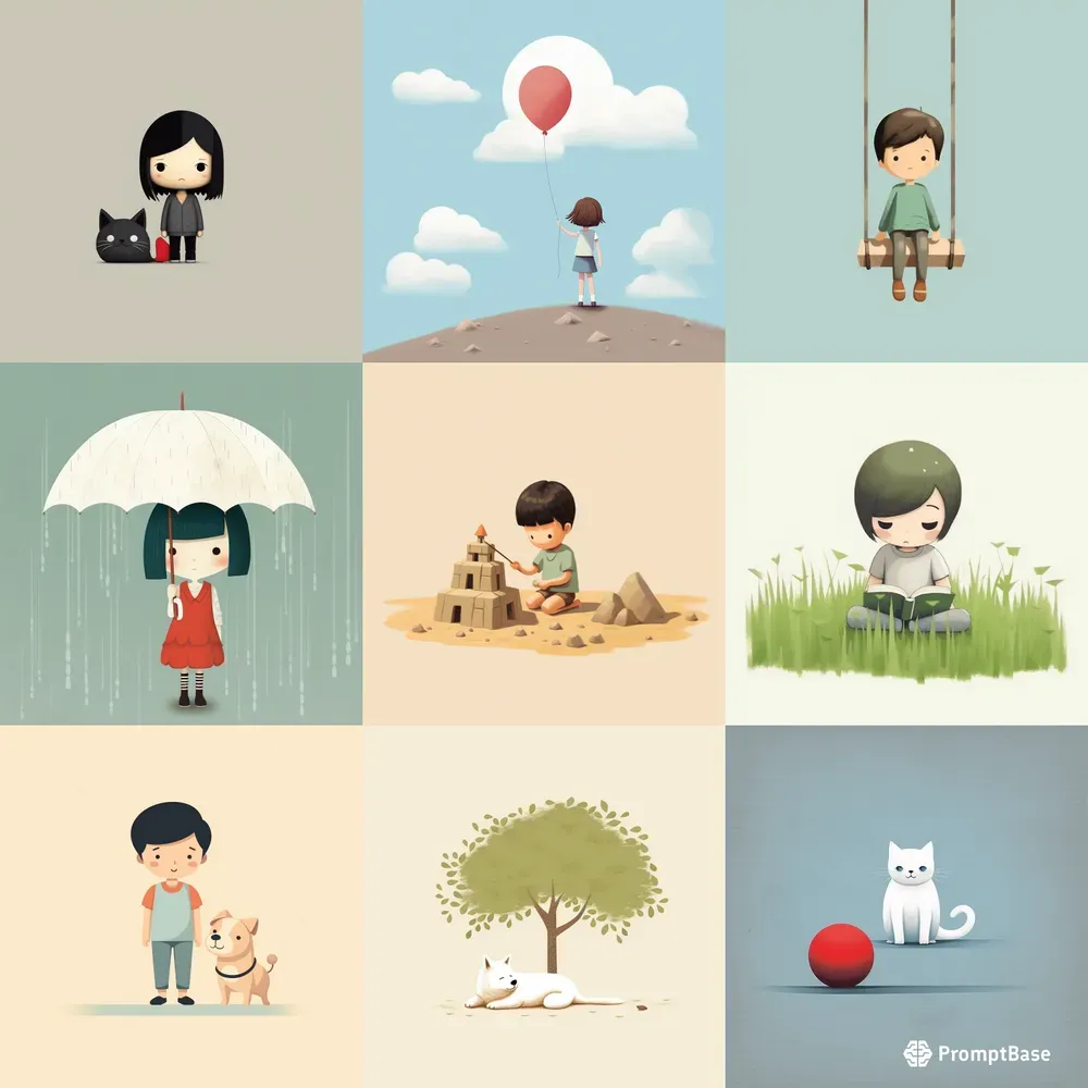 Cute Simple Children Avatar Artworks Midjourney Prompt | PromptBase