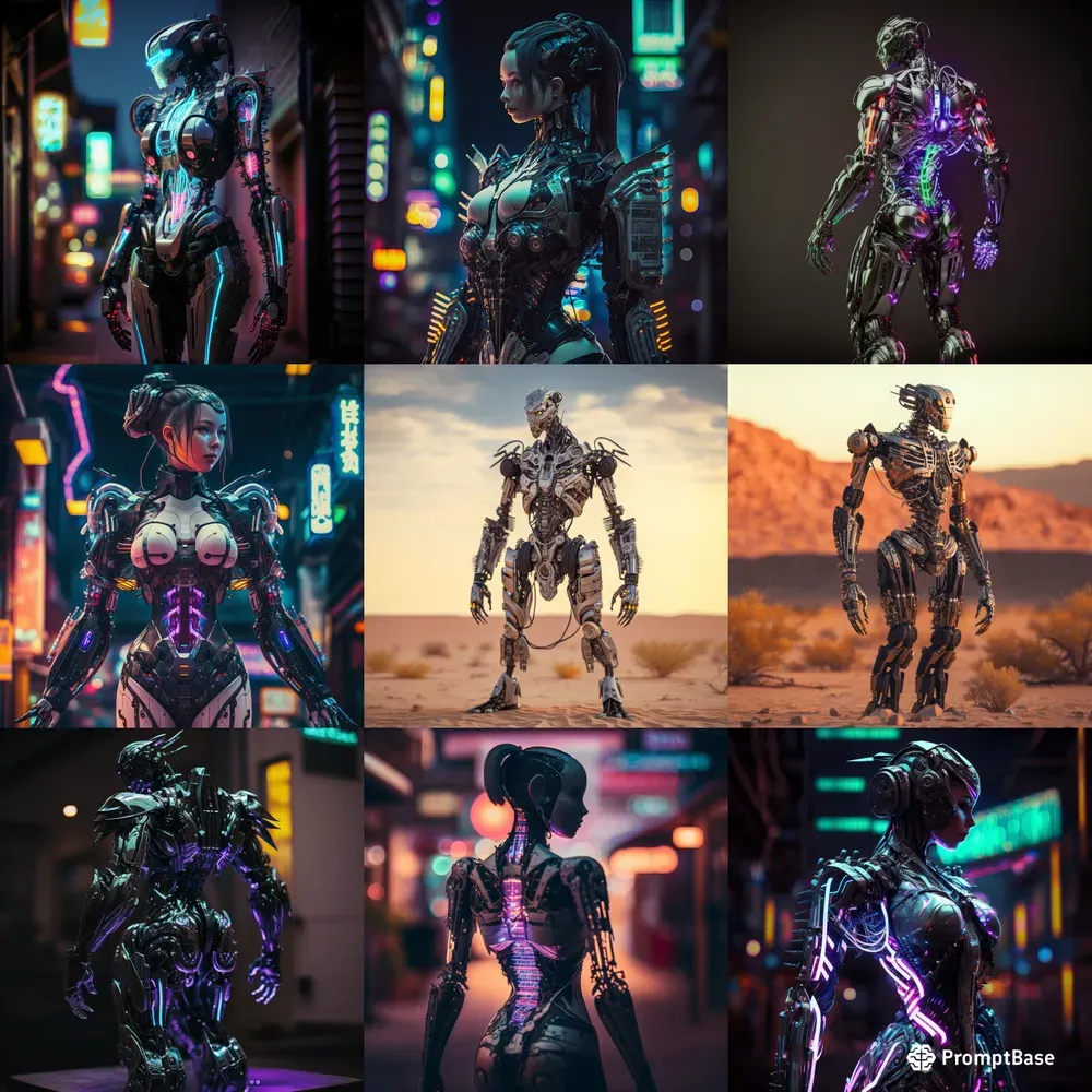 Futuristic Pvc Cyborg Robots Midjourney Prompt | PromptBase