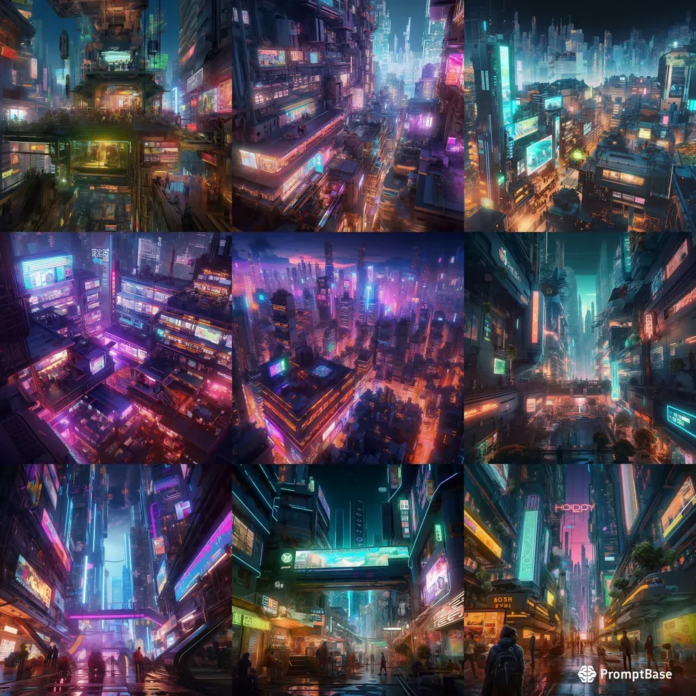 Futuristic Cyberpunk City Midjourney Prompt | PromptBase