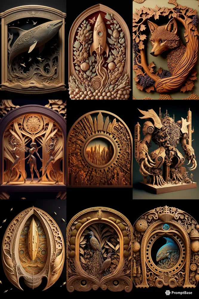 Wood Carvings With Infinite Details Midjourney Prompt | PromptBase