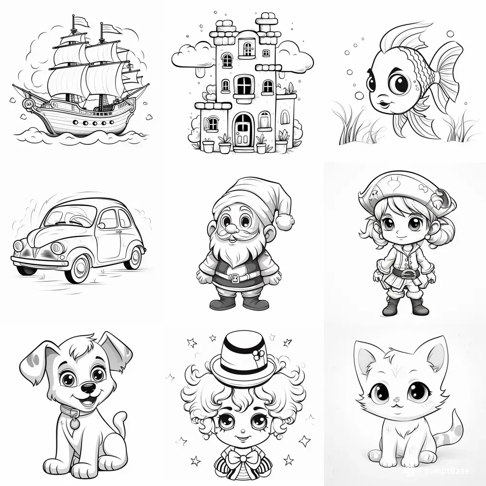 Fun And Funny Coloring Pages For Children Midjourney Prompt | PromptBase