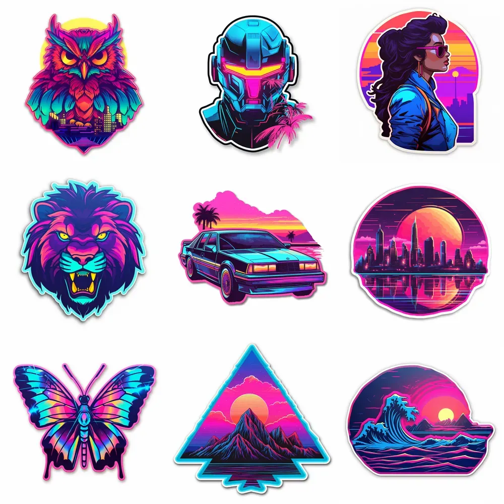 Synthwave Stickers Midjourney Prompt | PromptBase