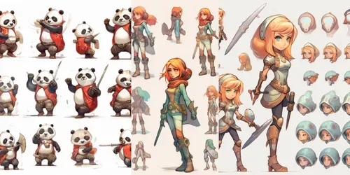 Multiple Pose Characters Midjourney Prompt | PromptBase