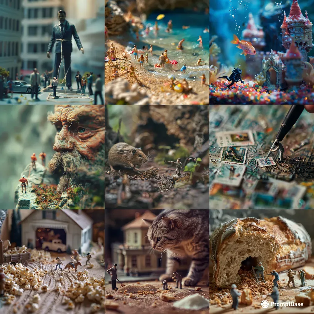Miniature People In The Real Worlds Midjourney Prompt | PromptBase