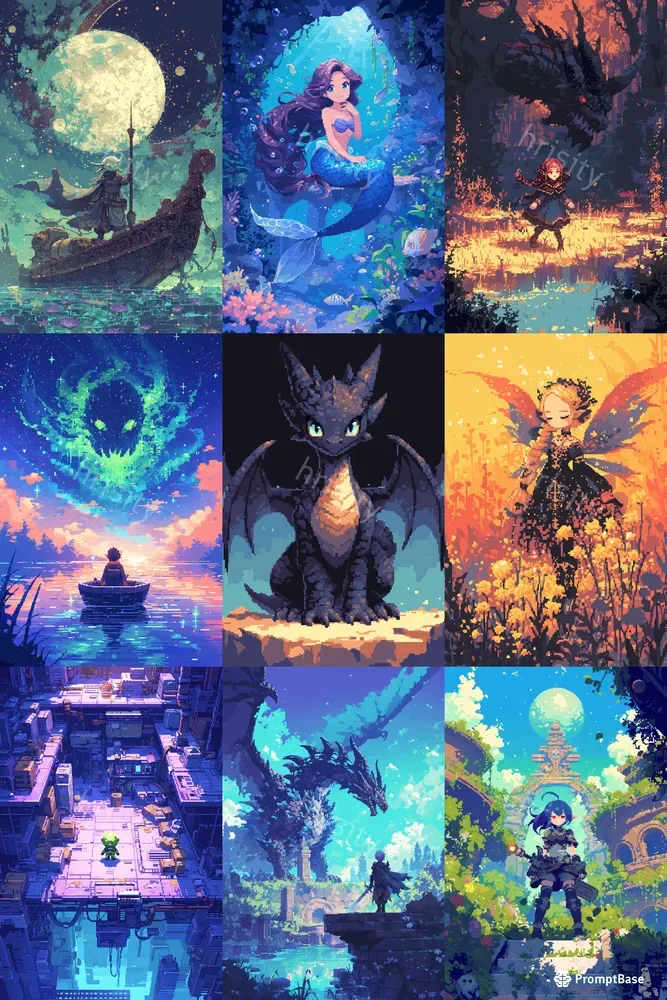 Pixel Poster Makers Tailored Art Scenes Midjourney Prompt | PromptBase