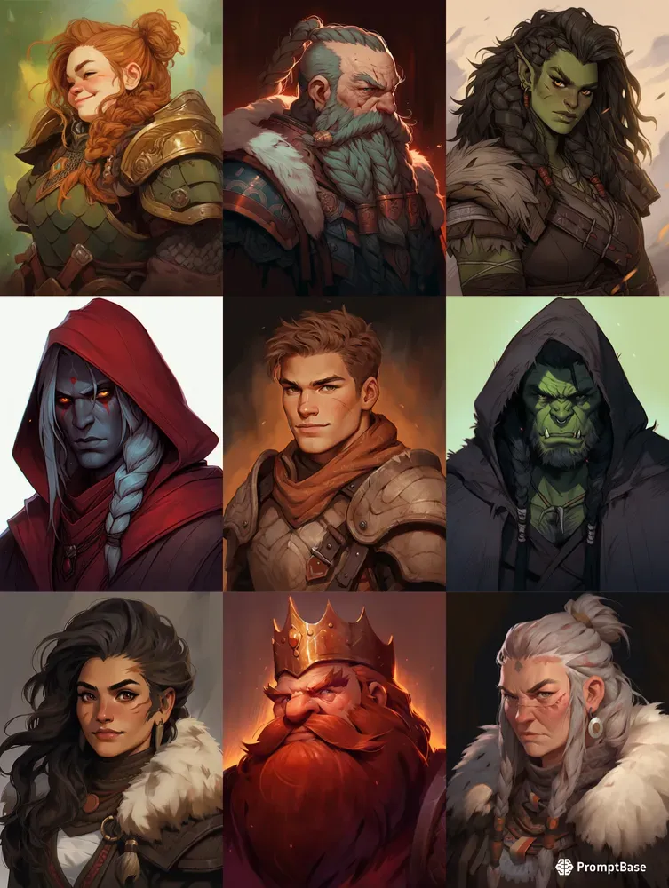 DnD Character Portraits - Comic Style Midjourney Prompt | PromptBase