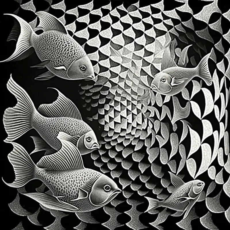 Escher Style Optical Illusions Midjourney Prompt | PromptBase