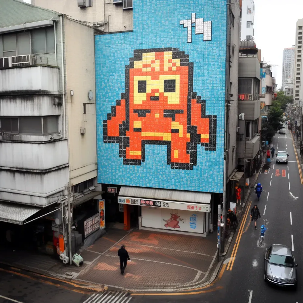 Pixel Art Street Walls Midjourney Prompt | PromptBase