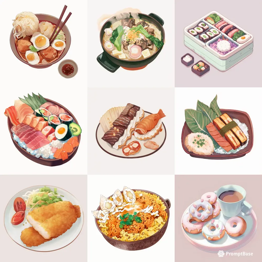 Anime Food Illustrations Midjourney Prompt | PromptBase