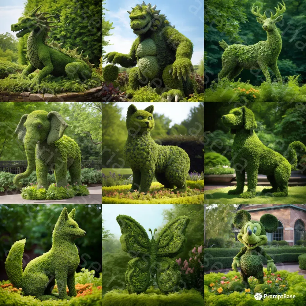 Topiary Animals Midjourney Prompt | PromptBase