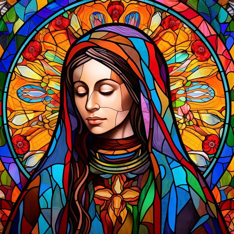 Stained Glass Portraits Vivid Window Art Midjourney Prompt | PromptBase