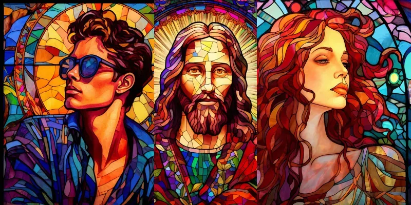 Stained Glass Portraits Vivid Window Art Midjourney Prompt | PromptBase