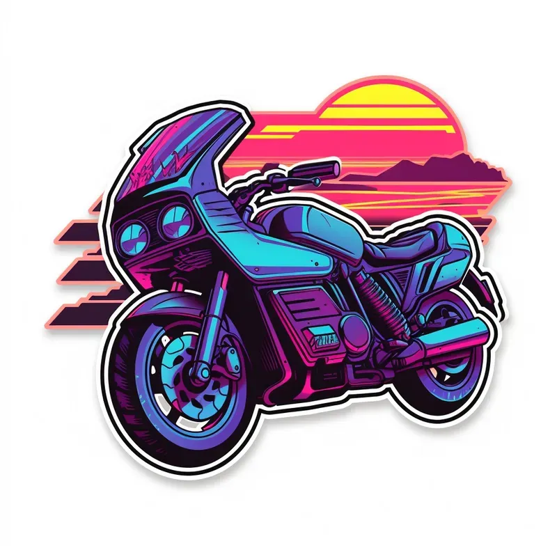 Neon Synthwave Sticker Die Cut Designs Midjourney Prompt | PromptBase