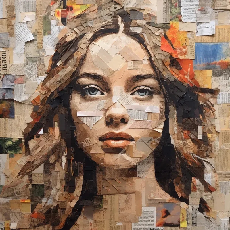 Paper Collages Newspaper Portrait Crafts Midjourney Prompt | PromptBase
