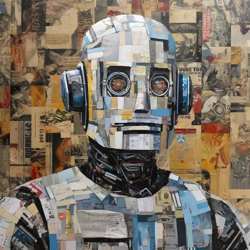 Paper Collages Newspaper Portrait Crafts Midjourney Prompt | PromptBase