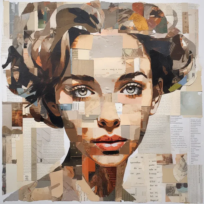 Paper Collages Newspaper Portrait Crafts Midjourney Prompt | PromptBase