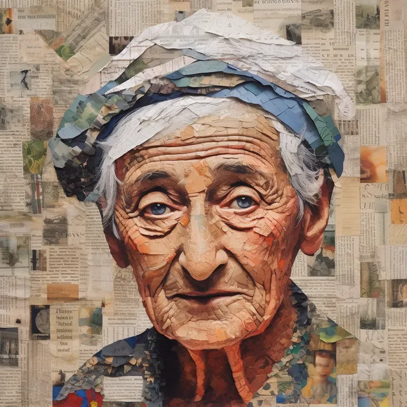 Paper Collages Newspaper Portrait Crafts Midjourney Prompt | PromptBase
