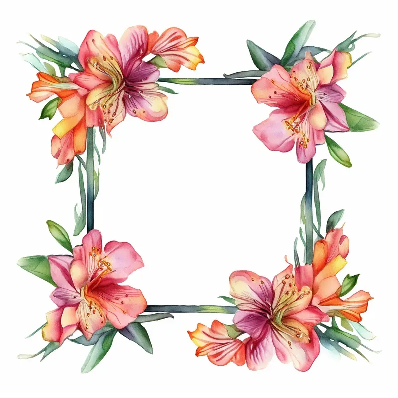 Watercolor Square Frames Floral Borders Midjourney Prompt | PromptBase