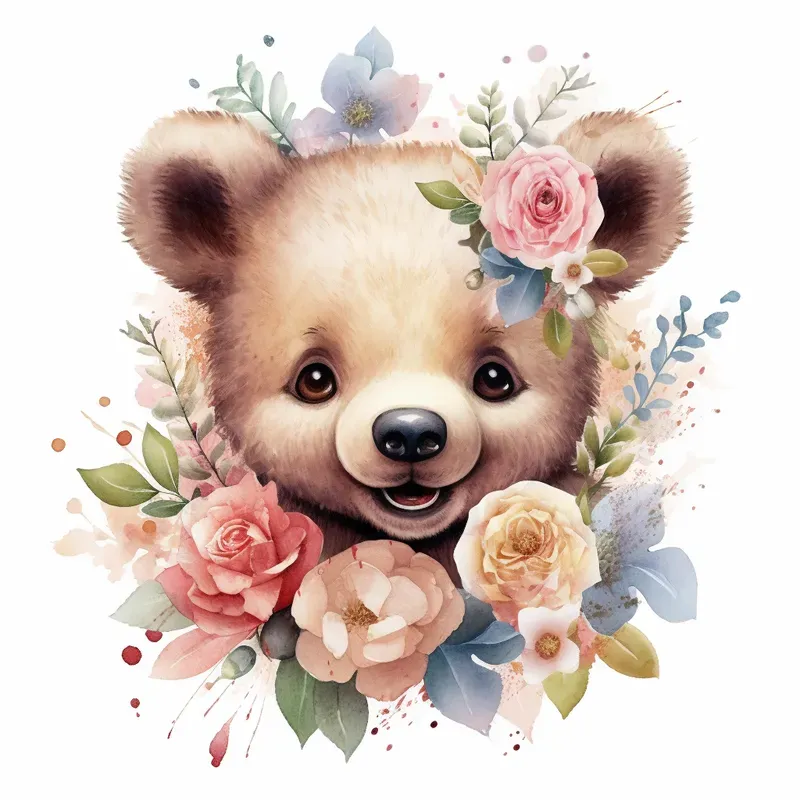 Cute Baby Animals Watercolor Cliparts Midjourney Prompt Promptbase