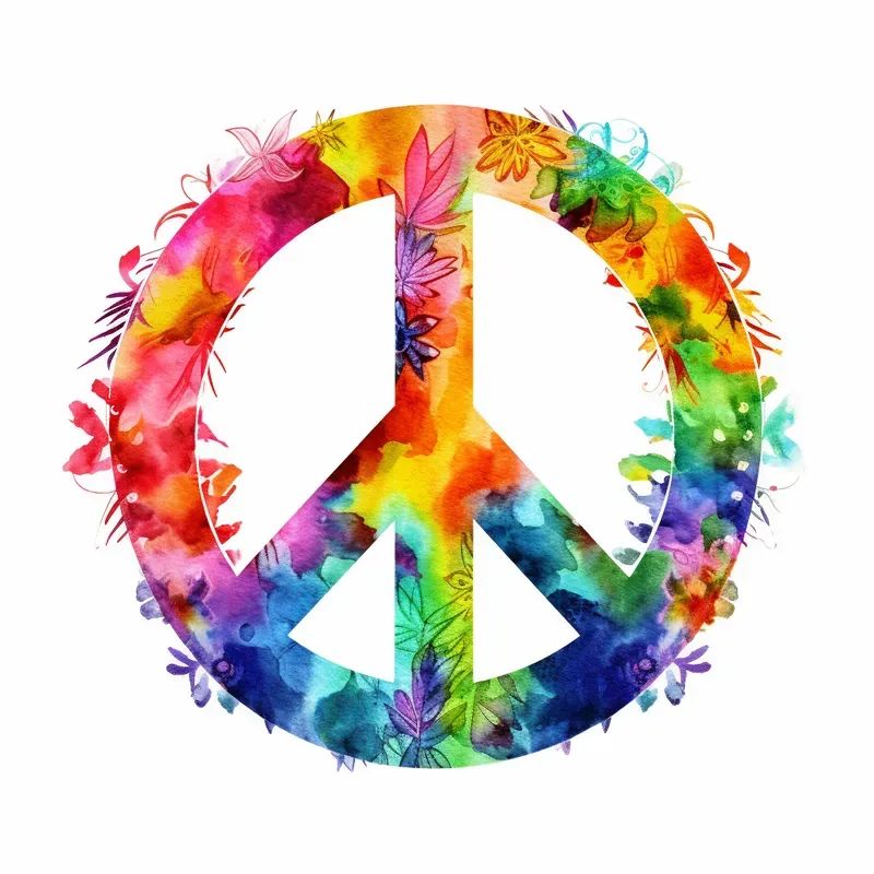 Rainbow Watercolor Cliparts Retro Hippies Midjourney Prompt | PromptBase