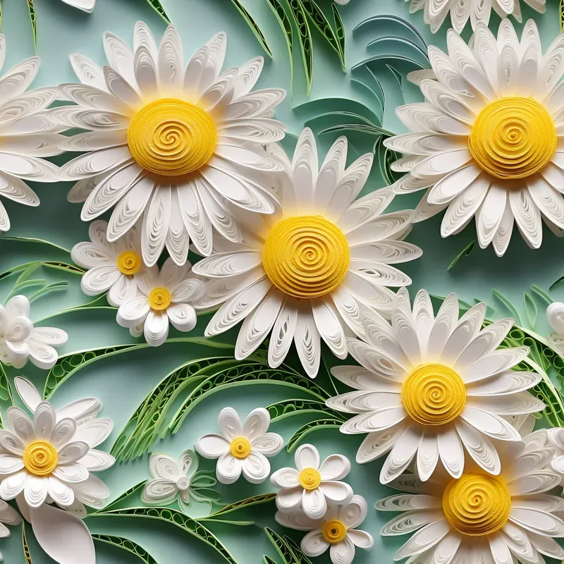 Paper Quilling Flowers Seamless Patterns Midjourney Prompt | PromptBase