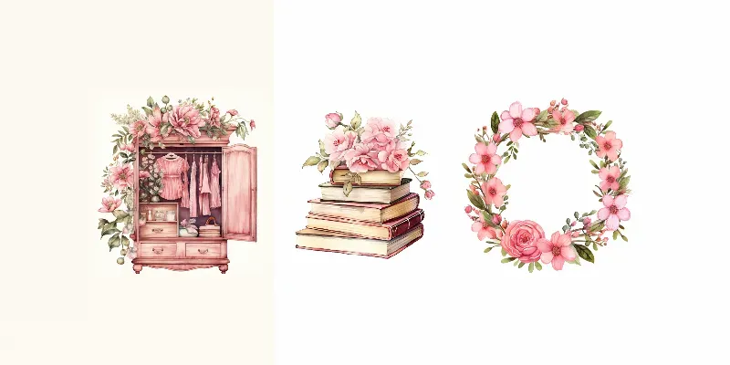 Shabby Chic Watercolor Cliparts Vintage Midjourney Prompt | PromptBase