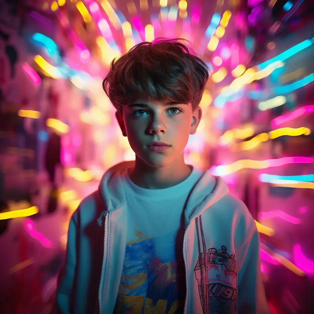 Neon Portrait Photography Colorful Lights Midjourney Prompt | PromptBase