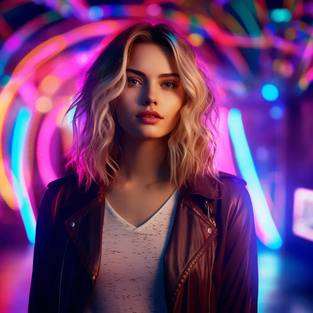 Neon Portrait Photography Colorful Lights Midjourney Prompt | PromptBase