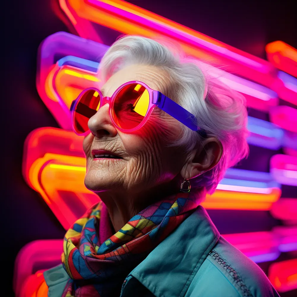 Neon Portrait Photography Colorful Lights Midjourney Prompt | PromptBase