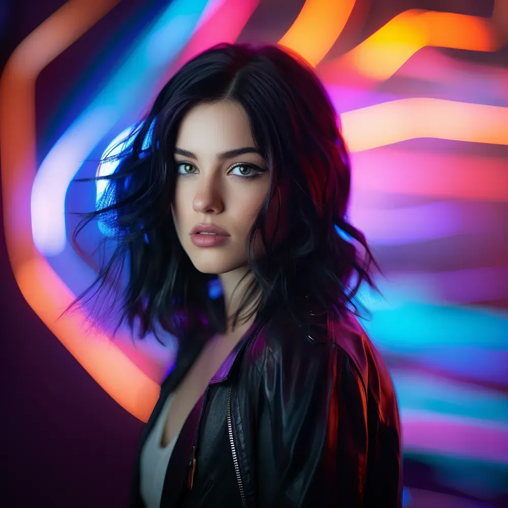 Neon Portrait Photography Colorful Lights Midjourney Prompt | PromptBase