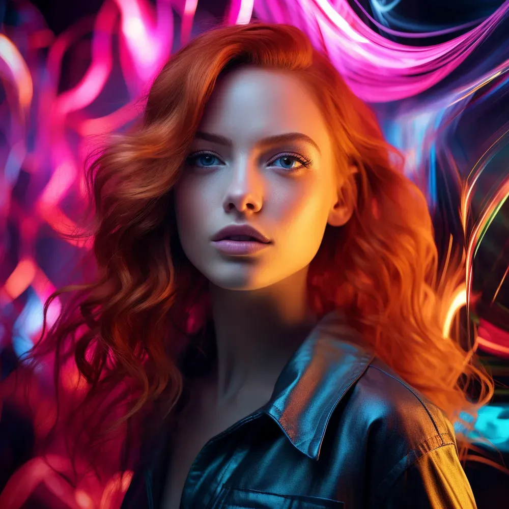 Neon Portrait Photography Colorful Lights Midjourney Prompt | PromptBase