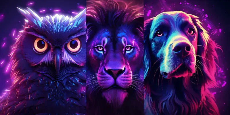Animal Synthwave Neon Portraits Glow Artworks Midjourney Prompt ...