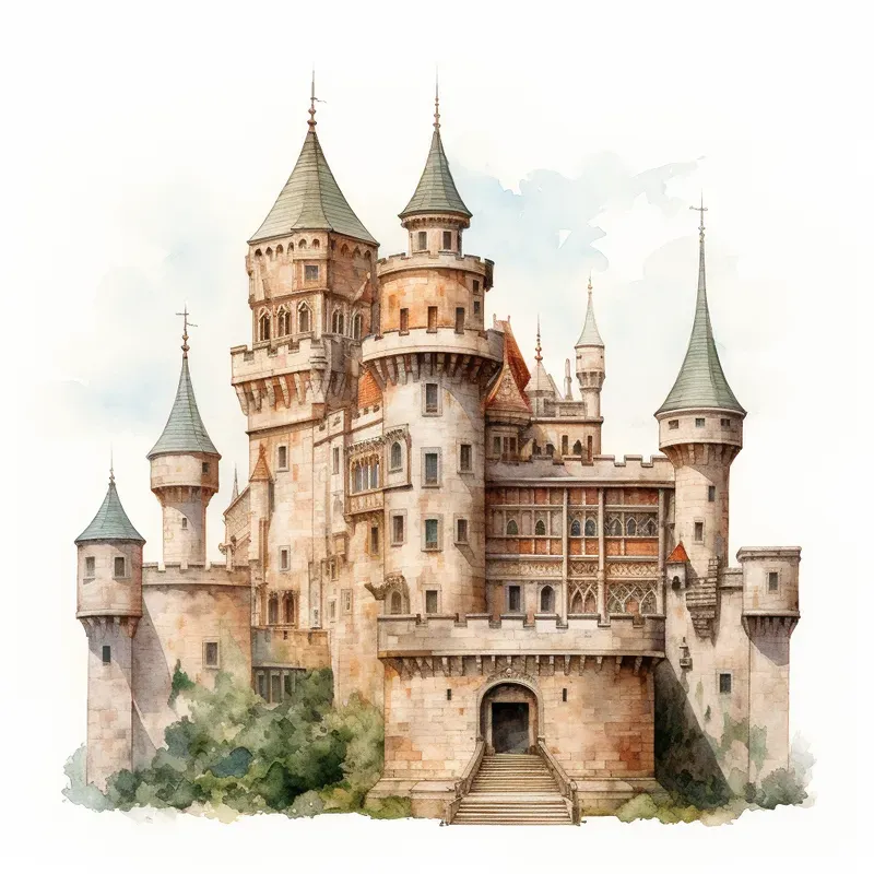 Medieval Watercolor Clipart Illustrations Midjourney Prompt | PromptBase