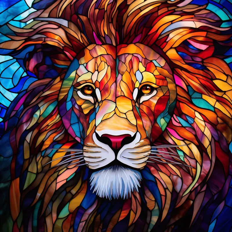 Stained Glass Animal Portrait Window Art Midjourney Prompt | PromptBase