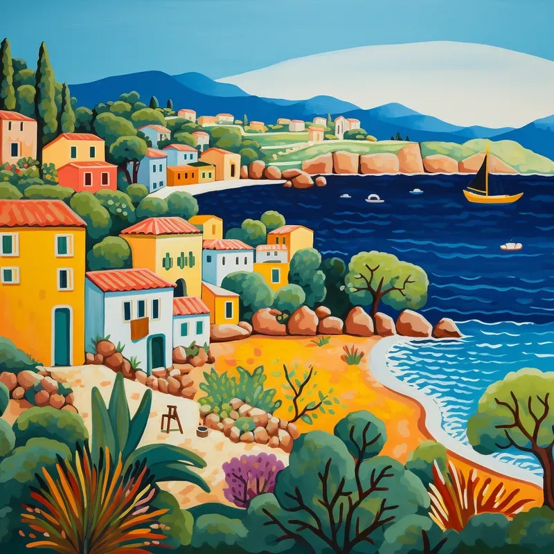 Naive Landscapes Artwork Canvas Paintings Midjourney Prompt | PromptBase