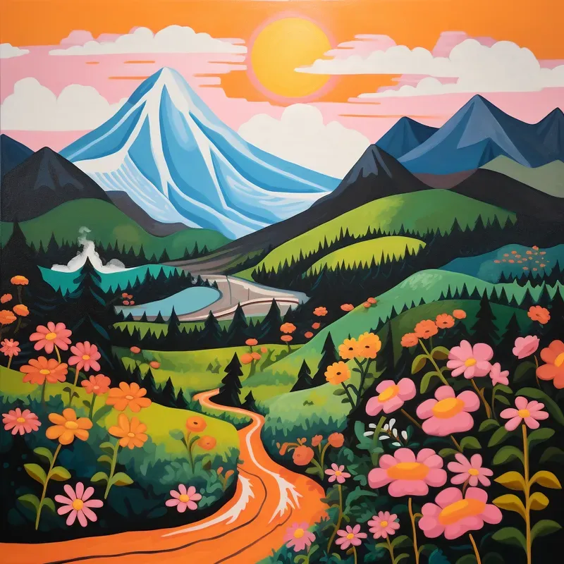 Naive Landscapes Artwork Canvas Paintings Midjourney Prompt | PromptBase
