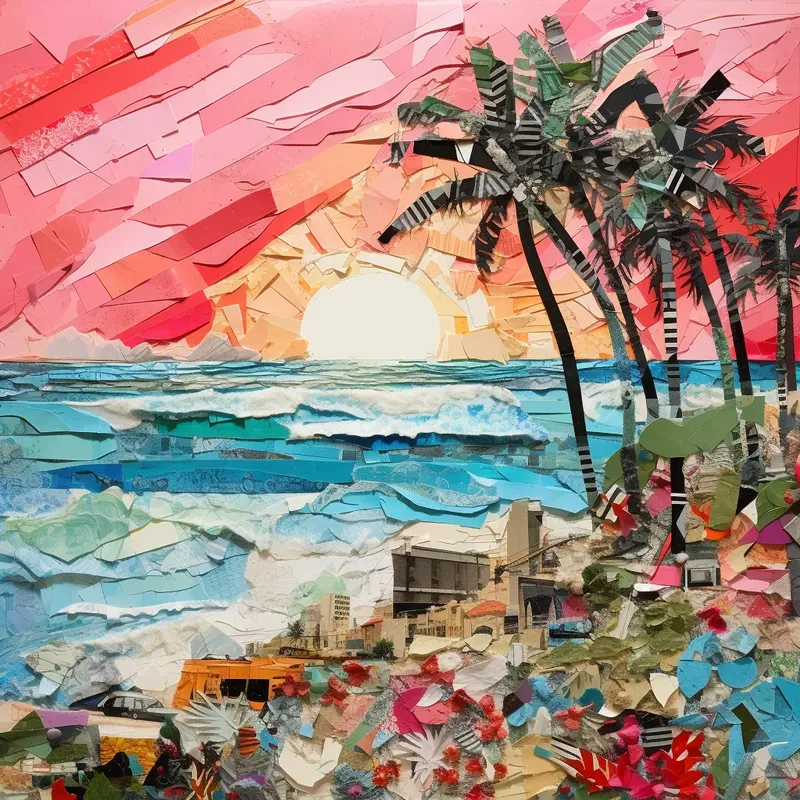 Paper Collage Landscapes Newspaper Art Midjourney Prompt | PromptBase