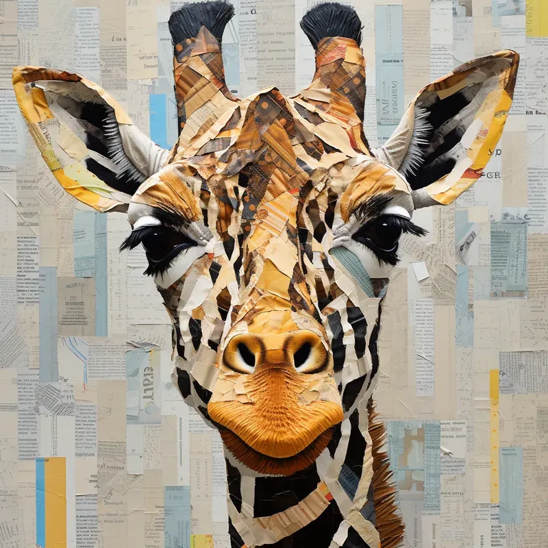 Paper Collage Animal Portrait Newspapers Midjourney Prompt | PromptBase