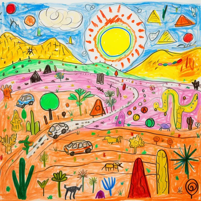 Childlike Landscapes Childish Doodle Art Midjourney Prompt | PromptBase