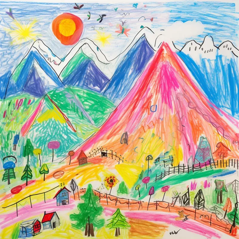 Childlike Landscapes Childish Doodle Art Midjourney Prompt | PromptBase