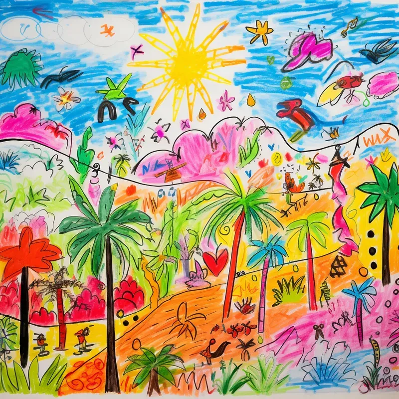 Childlike Landscapes Childish Doodle Art Midjourney Prompt | PromptBase