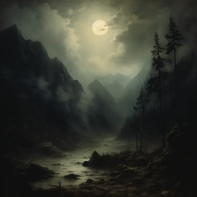 Tonalism Landscapes Horror Oil Paintings Midjourney Prompt | PromptBase