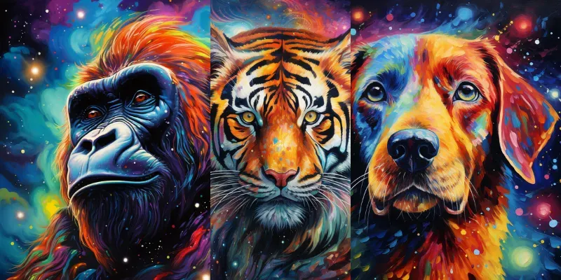 Cosmic Animal Portraits Art Oil Paintings Midjourney Prompt | PromptBase