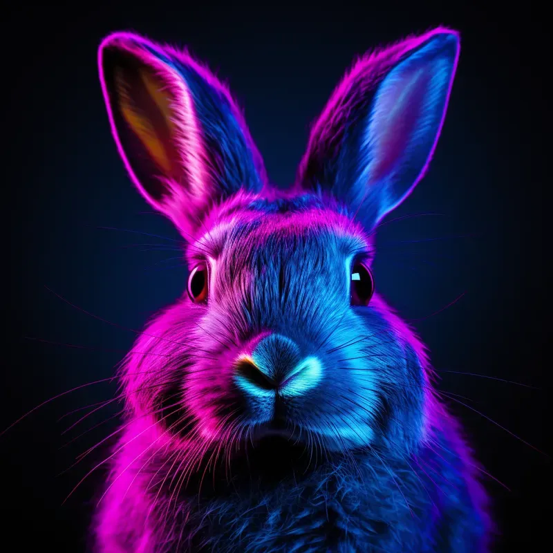 Neon Light Animal Portraits Photographs Midjourney Prompt | PromptBase
