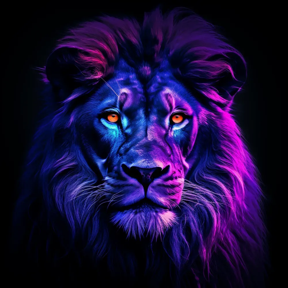 Neon Light Animal Portraits Photographs Midjourney Prompt | PromptBase
