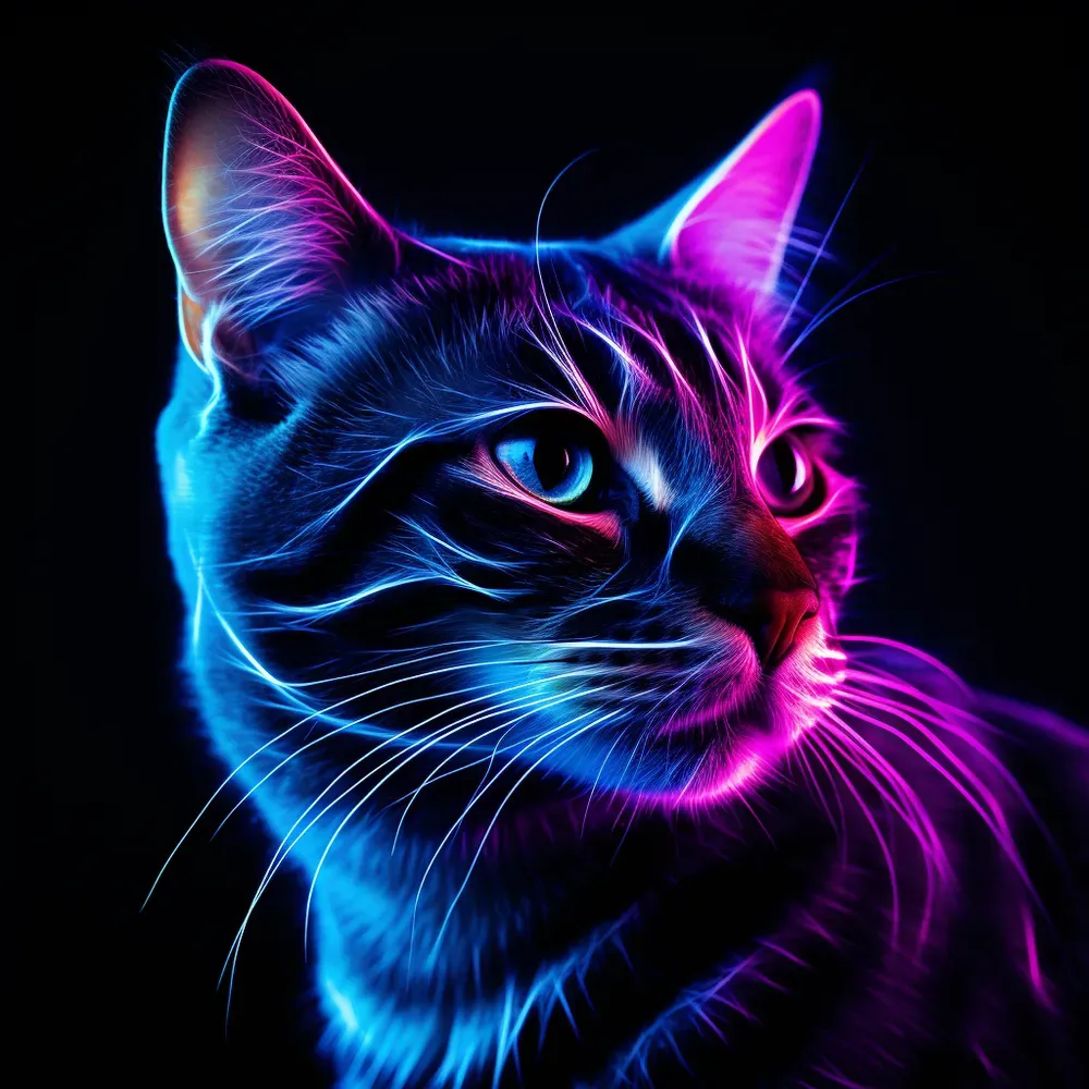 Neon Light Animal Portraits Photographs Midjourney Prompt | PromptBase